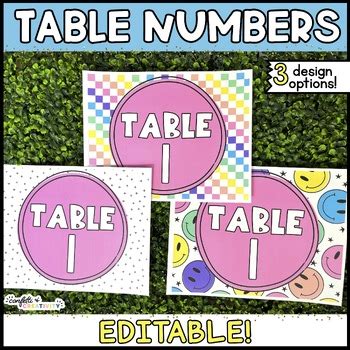 Bright And Simple Table And Group Numbers By Confetti And Creativity