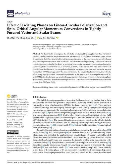 Pdf Effect Of Twisting Phases On Linear Circular Polarization And