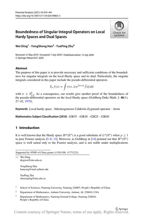 Boundedness Of Singular Integral Operators On Local Hardy Spaces And Dual Spaces Request Pdf