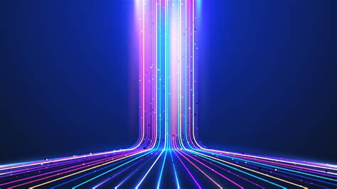 Abstract Technology Digital Futuristic Concept Glow Neon Colors Lines With Lighting Effect