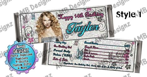 Taylor Swift Candy Bar Wrapper Taylor Swift Party Supplies