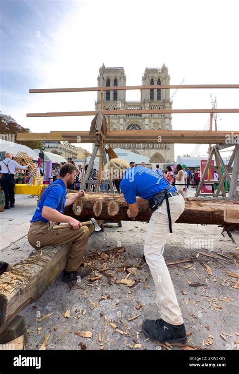 Two French Artisan Carpenters And Woodworkers Demonstrate Using