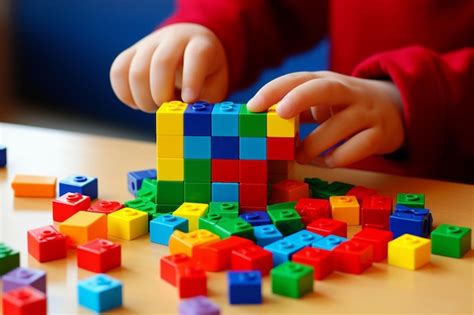 Premium Photo A Person Building A Mathematical Model With Building Blocks Or Legos