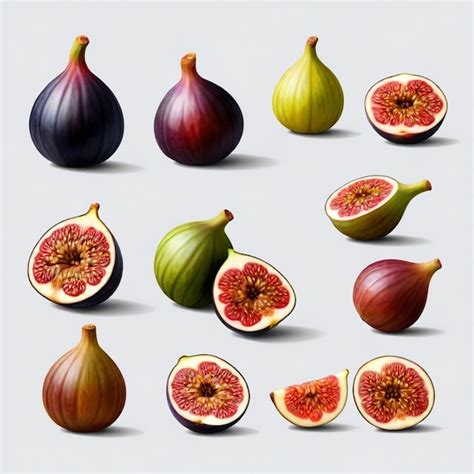 Fig Vector Set White Back Premium Ai Generated Vector