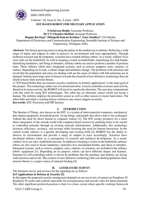 PDF IOT BASED ROBOT FOR MILITARY APPLICATION