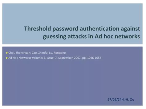 Ppt Threshold Password Authentication Against Guessing Attacks In Ad