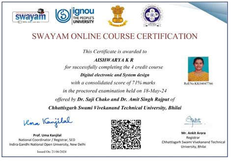 Aishwarya K R On Linkedin Digitalelectronics Systemdesign Vlsi Swayam Ignou