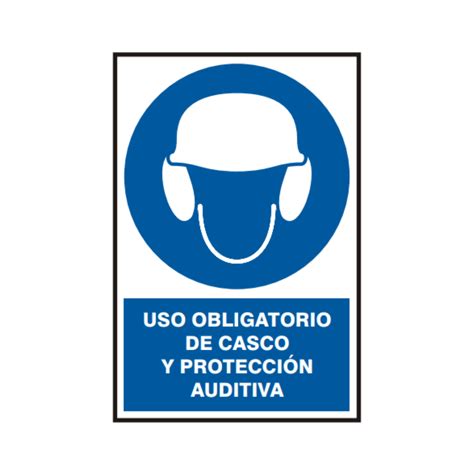 Señal Vinil Uso Obligatorio De Casco Y Protección Auditiva Damajer
