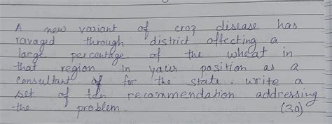 Solved A Now Variant Of Crop Disease Has Ravaged Through