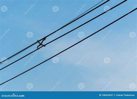 Wire String With Blue Sky Background Stock Image Image Of Industrial Pole