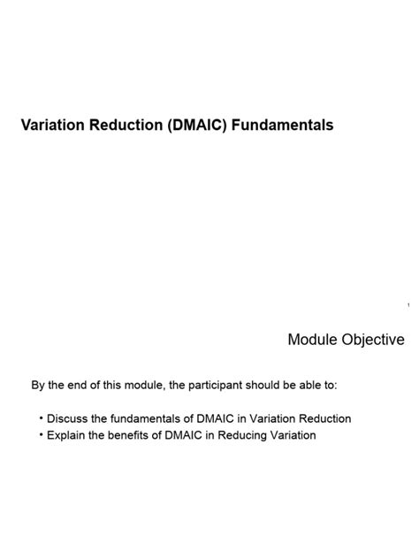 3 Variation Reduction Overview Pdf Six Sigma Statistics