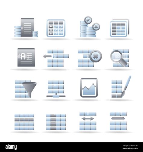 Database And Table Formatting Icons Vector Icon Set Stock Vector Image Art Alamy