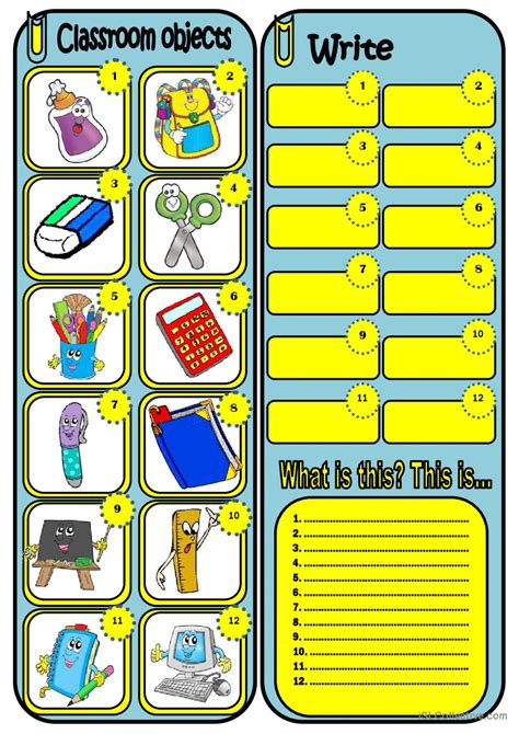 Classroom Objects English ESL Worksheets Pdf Doc