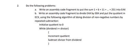 Solved 2 Do The Following Problems A Write An Assembly