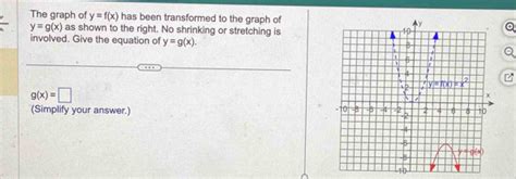 solved the graph of y f x has been transformed to the graph of y g x