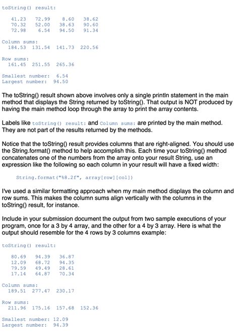 Solved Methods That Process Two Dimensional Arrays Write A Chegg