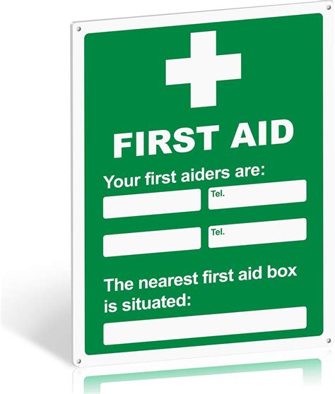 First Aid Sign With Writable Contact And First Aid Box Location 400mm X 300mm 1mm Pvc