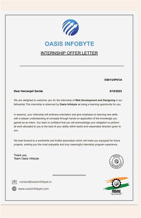Hemanjali Saride On Linkedin Oasisinfobyte Internship Webdevelopment