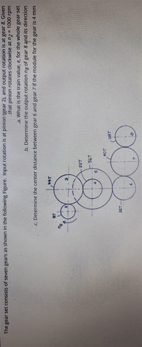 Solved The Gear Set Consists Of Seven Gears As Shown In The Chegg Com