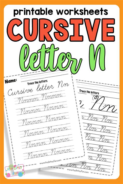 Cursive Letter N Worksheets Itsy Bitsy Fun