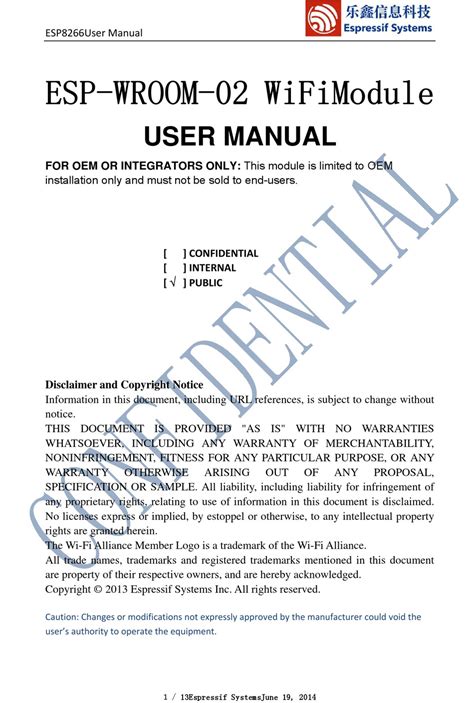 ESPRESSIF SYSTEMS ESP WROOM USER MANUAL Pdf Download ManualsLib