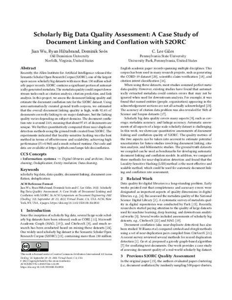 Pdf Scholarly Big Data Quality Assessment