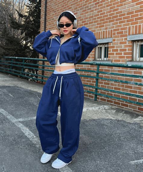 Set할인 71000원 키작녀 팬츠숏버전 출시 단품가능힙코디 4계절 크롭 투웨이 후드집업 트레이닝세트 벌룬핏 스트링 와이드팬츠 조거팬츠 에이블리