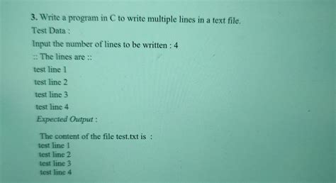 Solved Write A Program In C To Write Multiple Lines In A Chegg Com