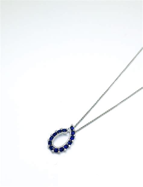 18ct White Gold Sapphire And Diamond Necklace Rl Austen Rl Austen