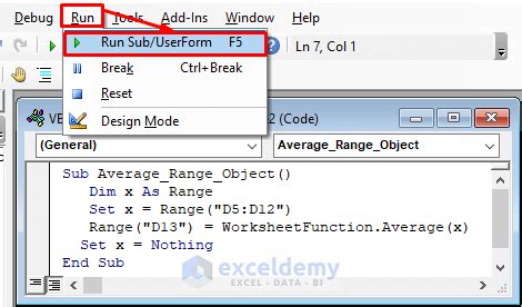 How To Use The VBA Average Function In Excel Examples
