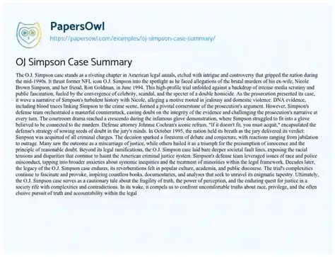 oj simpson case summary free essay example 428 words
