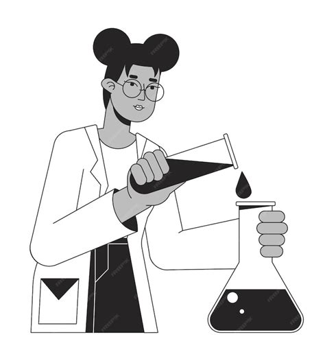 Premium Vector Scientist Conducts Experiment Bw Concept Vector Spot Illustration Pouring