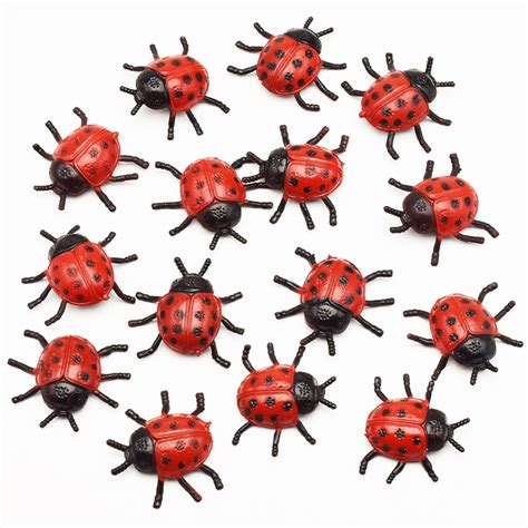 10pcs Pvc Simulation Ladybug Toy Lifelike Insect B Grandado