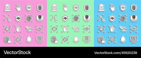 Set Line Face Recognition Eye Scan Monitor Vector Image