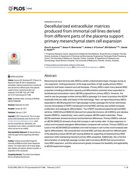 Pdf Decellularized Extracellular Matrices Produced From Immortal Cell