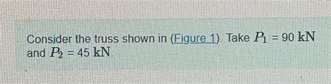 Consider The Truss Shown In Figure 1 ﻿take P1 90kn