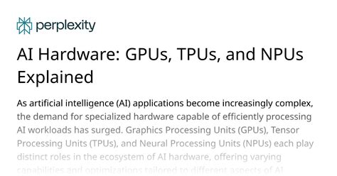 ai hardware gpus tpus and npus explained