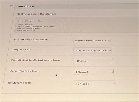 Solved Question Identify The Code In The Following Student Chegg