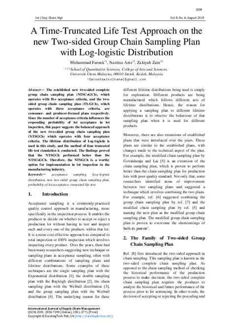 Pdf A Time Truncated Life Test Approach On The New Two Sided Group Chain Sampling Plan With