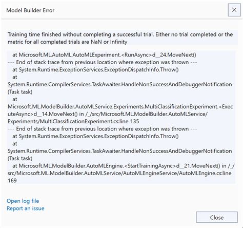 Training Fails Immediately For Data Classification Scenario · Issue