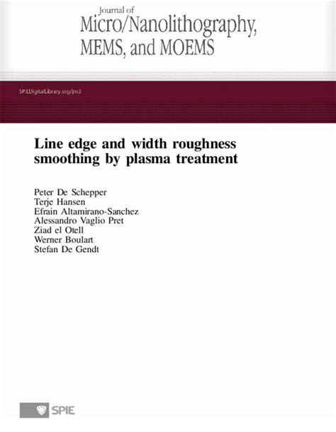Pdf Line Edge And Width Roughness Smoothing By Plasma Treatment