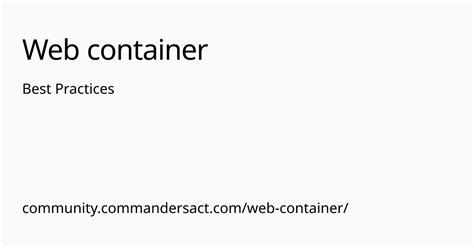 Best Practices Web Container