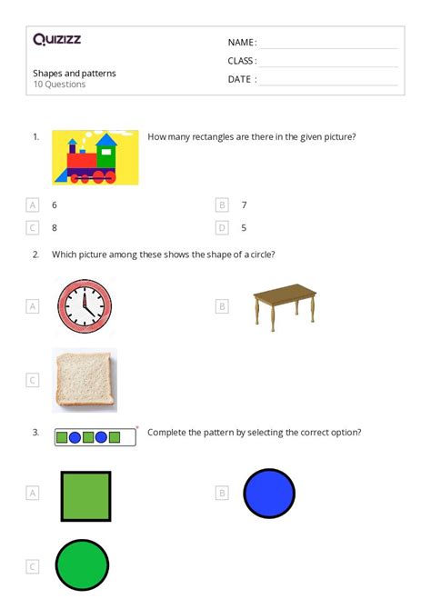 50 Shape Patterns Worksheets For 1st Class On Quizizz Free And Printable