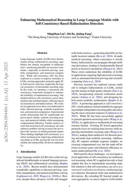 Pdf Enhancing Mathematical Reasoning In Large Language Models With Self Consistency Based