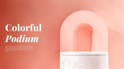Белый цилиндр мраморный подиум в ландшафте розовый цвет арки и стены 3d изображение рендера