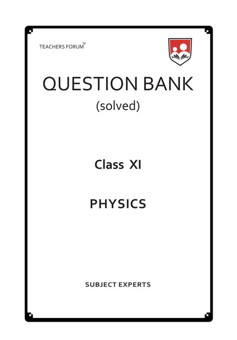 Teachers Forum Cbse Question Bank Class 11 Physics For 2026 Exam