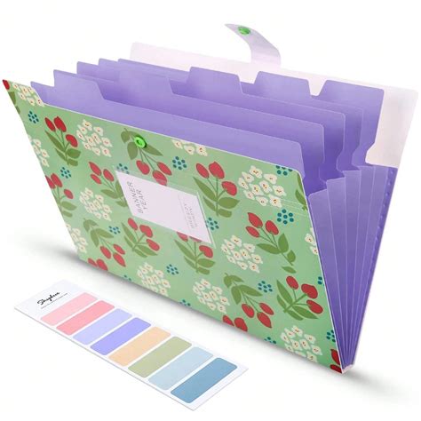 Expanding File Folders With 8 Lables Floral Printed Accordion Document