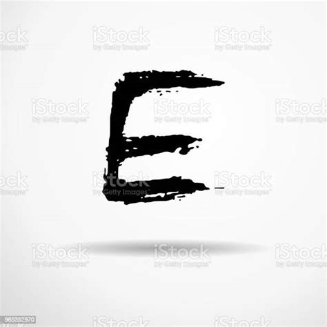 E Handwritten 드라이 브러쉬에 의해 편지 거친 스트로크 글꼴 질감 벡터 일러스트입니다 그런 지 스타일 알파벳입니다 거친에 대한 스톡 벡터 아트 및 기타 이미지