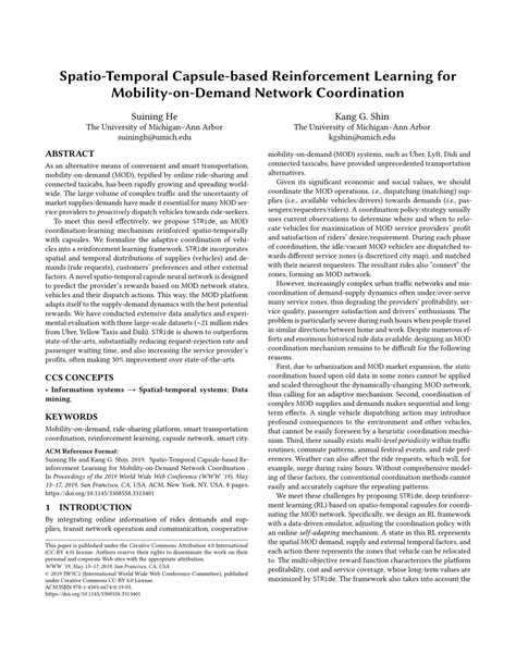 Pdf Spatio Temporal Capsule Based Reinforcement Learning For Mobility