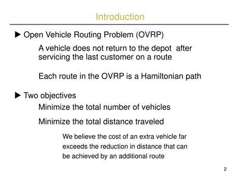 Ppt Solving The Open Vehicle Routing Problem New Heuristic And Test